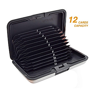 UTRAX unisex-adult 12 Slots Metal Cards Wallet Multi Pockets Aluminum Purse Credit Card Organizing Hard Case Holder for RFID Scan Protection, Lightweight (SILVER)