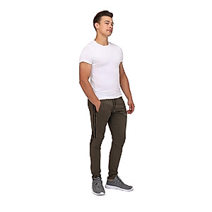 SCR SPORTSWEAR Men's Joggers Ultimate Flex Track Jogging Running Pants Mens Sweatpants Work Out Pant with Zipper Pockets 30/33/36 Tall Long Inseam (L/36L,KGR/B-K849)