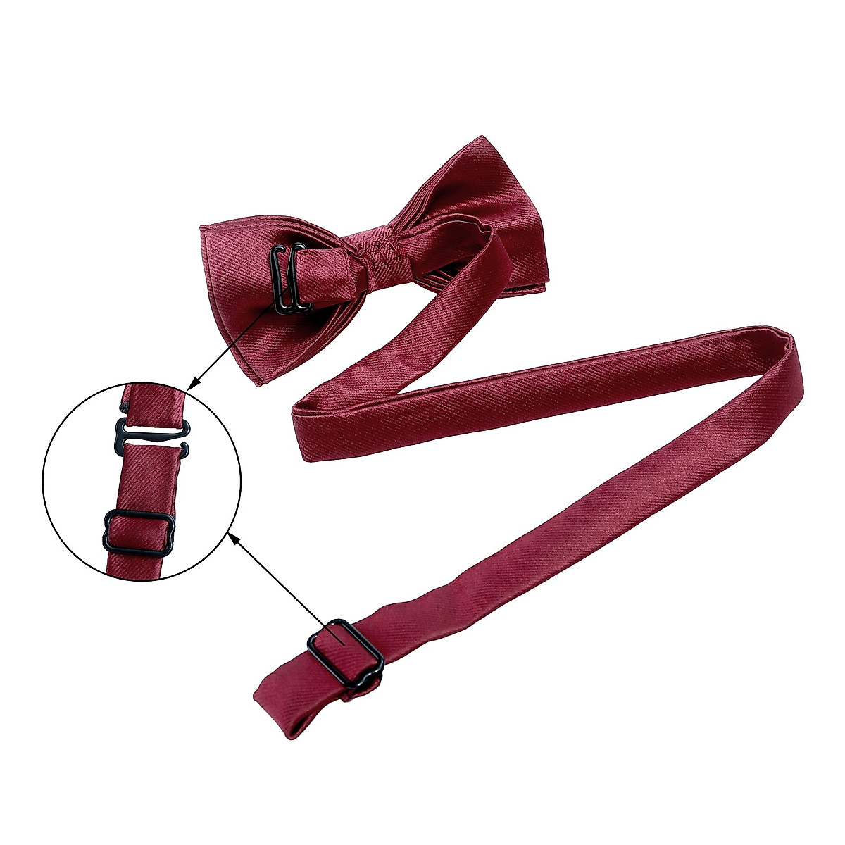 WELROG Mens Classic Pre-Tied Bow Ties Adjustable Silk Formal Tuxedo Wedding Bowtie (Wine Red)