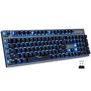 MOTOSPEED 2.4GHz Wireless/USB Wired Mechanical Keyboard 104Keys Led Backlit Blue Switches Gaming Keyboard for Gaming and Typing,Compatible for Mac/PC/Laptop