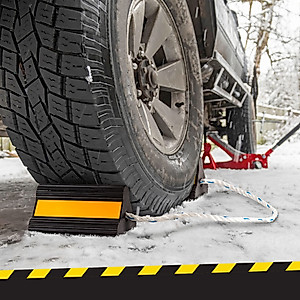 Jade Active Premium Rubber Wheel Chocks - Car and RV Rubber Block - Long Connecting Rope - Heavy Duty Car Wheel Stoppers Chock - Extremely Durable - for Cars, Boats, Trucks, Aircraft, RVs (1 Pair)