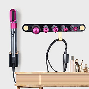 Dyson Airwrap Holder Wall Mount, Storage Holder for Dyson Airwrap Complete, Curling Iron Attachments Rack Dyson Airwrap Organizer, Dyson Airwrap Stand for Bathroom Hair Tool Holder Black, UEMUSI