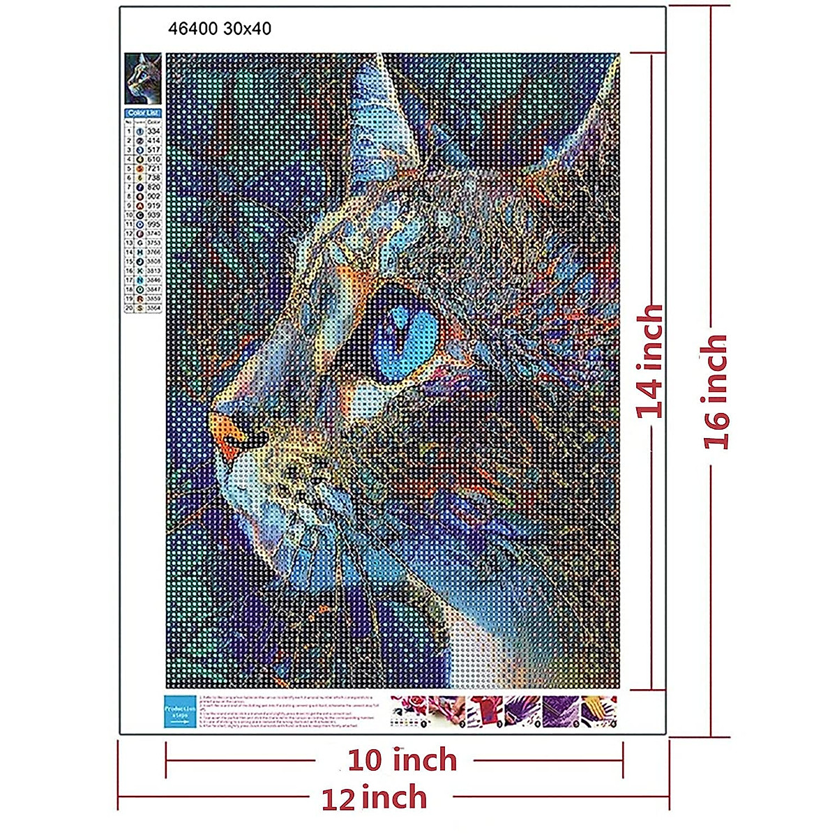 Cat Diamond Painting, 5D Diamond Painting Kits for Adults, 12.0x16.0 inch Animal Diamond Painting Kits, DIY Diamond Art Kits for Beginners, Very Suitable for Home Wall Decor