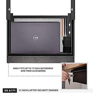 Penn Elcom Under Desk Laptop Drawer, Lockable, for 20” Laptops - Premium Sliding Security Drawers - Model EX-6171B