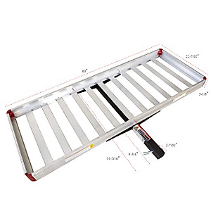 MaxxHaul 60" x 22" Aluminum Cargo Carrier Rack Basket for Luggage for SUV Truck Car Van - 500 lbs. Capacity, Silver