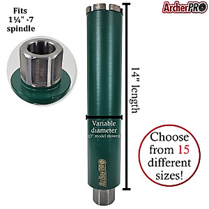 Archer PRO 5" in. Aggressive Diamond Turbo Core Drill Bits with V-tip for use with core Drill Stand rig. for Concrete Drilling, Masonry, Cinder Blocks.
