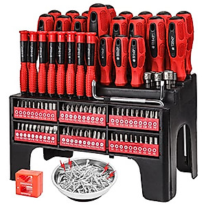 102 Piece Magnetic Screwdriver Set with Rack, Magnetic Tip, Common Repair Tools, Ideal for Gift