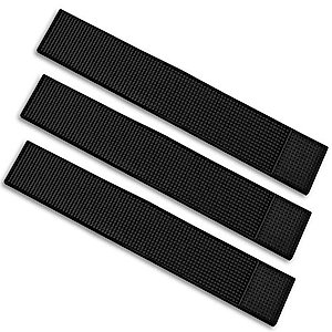 24" x 4" Rubber Bar Top Spill Mat | Professional Bartender's Essential Non-Slip Drink Cocktail Mixing Service Mat for Industrial and Home Kitchen Counters (Black, 3)