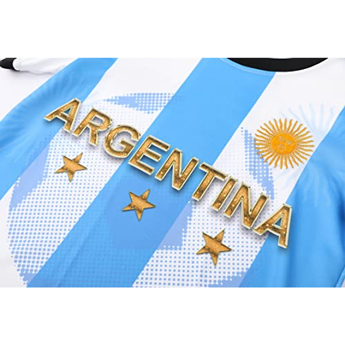 Argentina World Champions Edition Sports Soccer Football Boys Kids Youth Jersey Shirt Kit Set (Size-26 (8-9 Years))