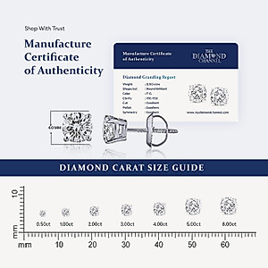 The Diamond Channel 0.50-6 CARAT Lab Diamond Stud Earrings for Women 14 Karat Gold Round Earrings 4 Prong Setting with Screw Back and Posts Studs (F-G Color, VS1-VS2 Clarity) (1.00 cttw, white-gold)
