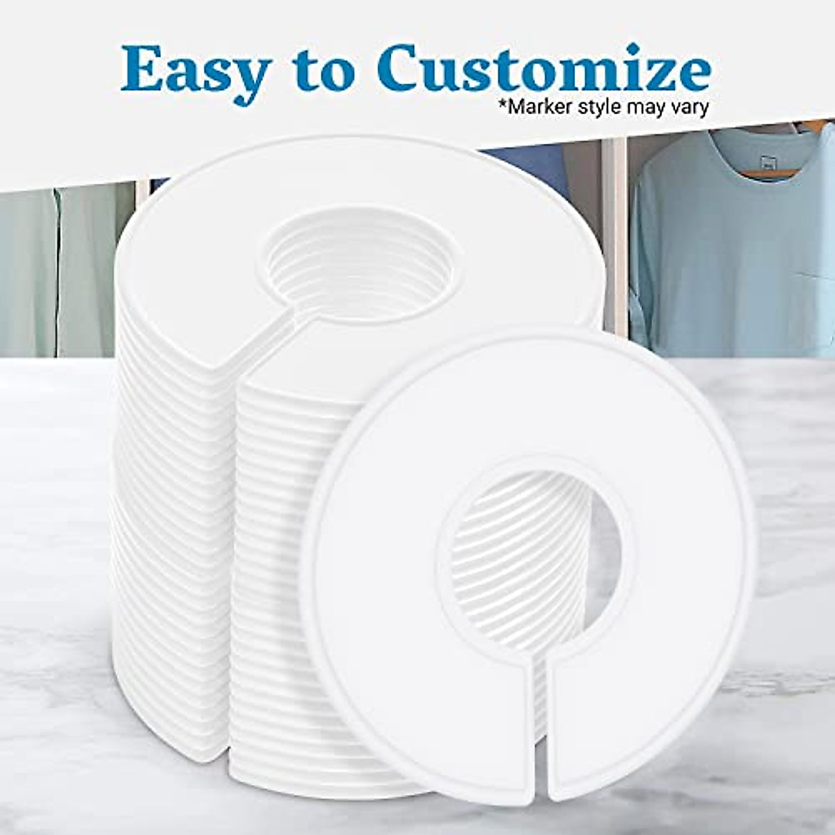 30 Closet Dividers for Hanging Clothes- White Closet Divider Set of 30 | Clothing Rack Dividers, Clothes Dividers for Closets, Closet Labels, Dividers Closet Clothes Dividers + Marker