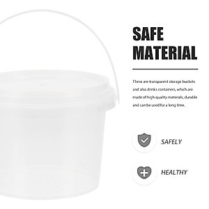 PATKAW 10 Pcs Clear Plastic Container with Lid Ice Cream Bucket Food Storage Containers Freezer Storage Buckets Round Plastic Pails with Handle for Home Kitchen 300ml