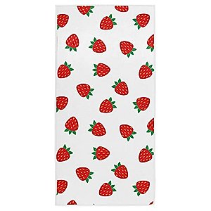 Naanle Fresh Cute Strawberry Pattern Soft Absorbent Hand Towel Decor for Bathroom, Guest, Hotel, Kitchen, Gym and Spa(16" x 30")