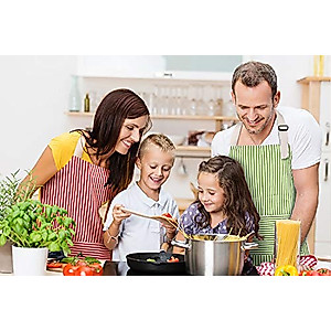 hatisan Cotton Linen Adjustable Bib Aprons with 2 Pockets Cooking Kitchen Aprons for Men Women (Stripe)