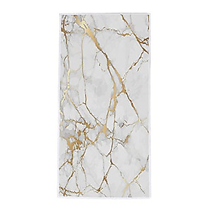 White Gold Marbling Hand Towels Soft Highly Absorbent Large Hand Towels 15 x 30inch Quick Dry Fingertip Towels Kitchen Dish Guest Towel Hand Face Towel Bathroom Towel
