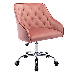 INCLAKE Home Office Chair, Swivel Shell Chair with Adjustable Height & Wide Backrest & Sloped Armrest, Modern Leisure Task Desk Chair for Living Room Bedroom, Pink