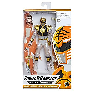 Power Rangers Lightning Collection 6-Inch Mighty Morphin Metallic White Ranger Collectible Action Figure Toy with Accessories, F3952