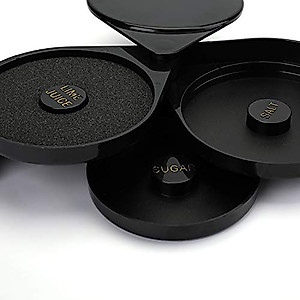 Suwimut 2 Pack 3 Tier Bar Glass Rimmer Bartender Tool with Sponge, Black Plastic Sugar Salt Glass Rimming with 3 Swing Out Trays for Margarita and Cocktail