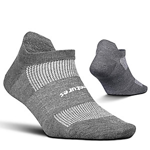Feetures High Performance Ultra Light Ankle Sock - No Show Socks for Women & Men with Heel Tab - Heather Gray, L (1 Pair)