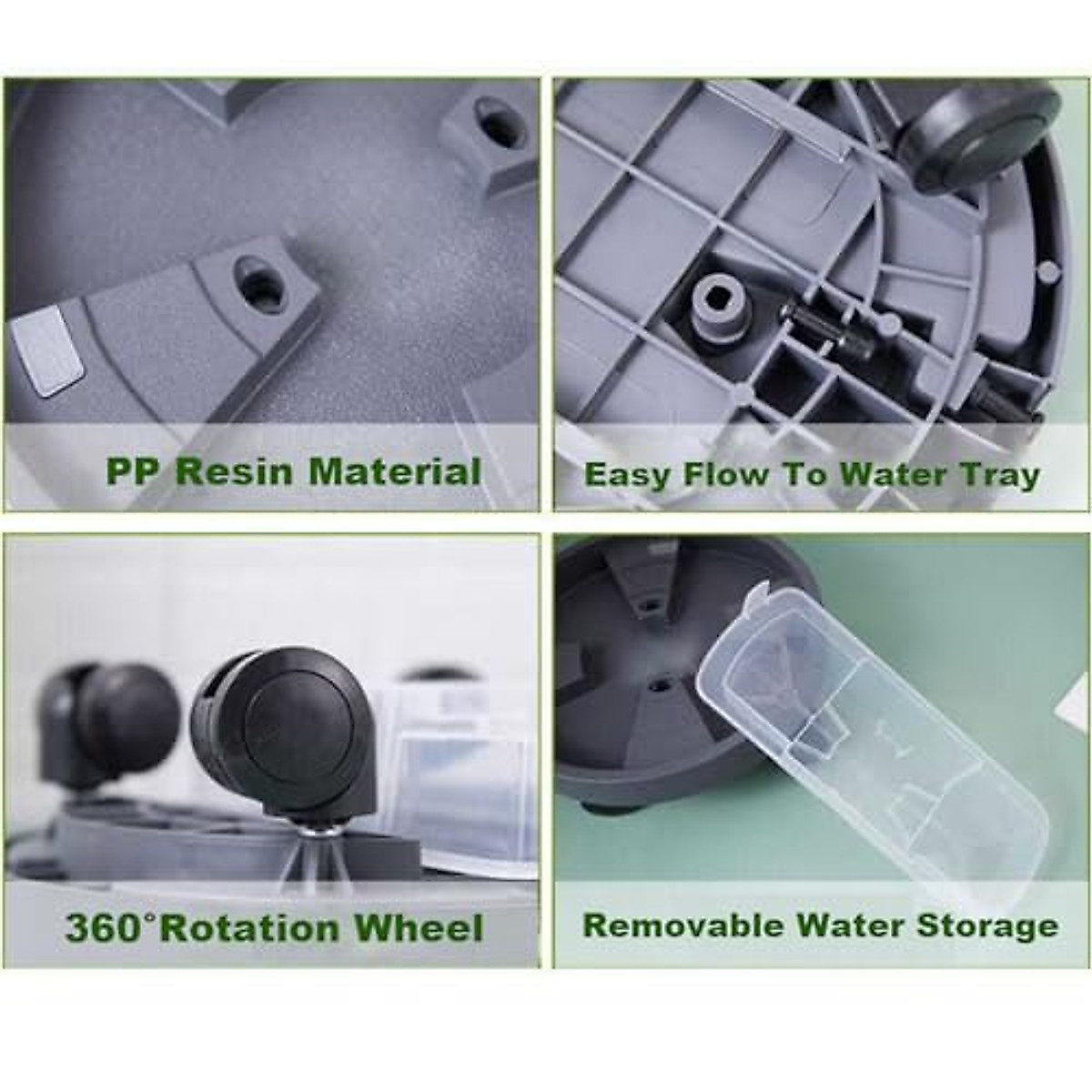 Two Pack HuaBoShi Plant Caddy Stand with Wheels Heavy Duty with Built-in Bottom Ventilation Design and Water Tray Bear Weight up to 160 LB (13” in Diameter)