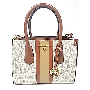 Michael Kors Center Stripe Maple Small Crossbody Satchel, Vanilla/Luggage