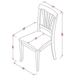 East West Furniture Avon Dining Faux Leather Upholstered Wood Chairs, Set of 2, Saddle Brown