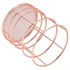 Rose Gold Pencil Holder Wire Metal Desktop Pen Cup Pot Decorative Round Marker Pens Container Basket Multi-Functional Desk Stationery Storage Box Home Office School Supplies