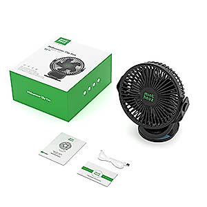 Minthouz Clip on Fan, 4000mAh Portable Fan Rechargeable Battery Operated Fan, Upgraded Quieter & Stronger Wind Personal Fan, 4 Speeds Desk Fan with Clamp,Mini Fan for Baby Stroller Bedroom Home Office