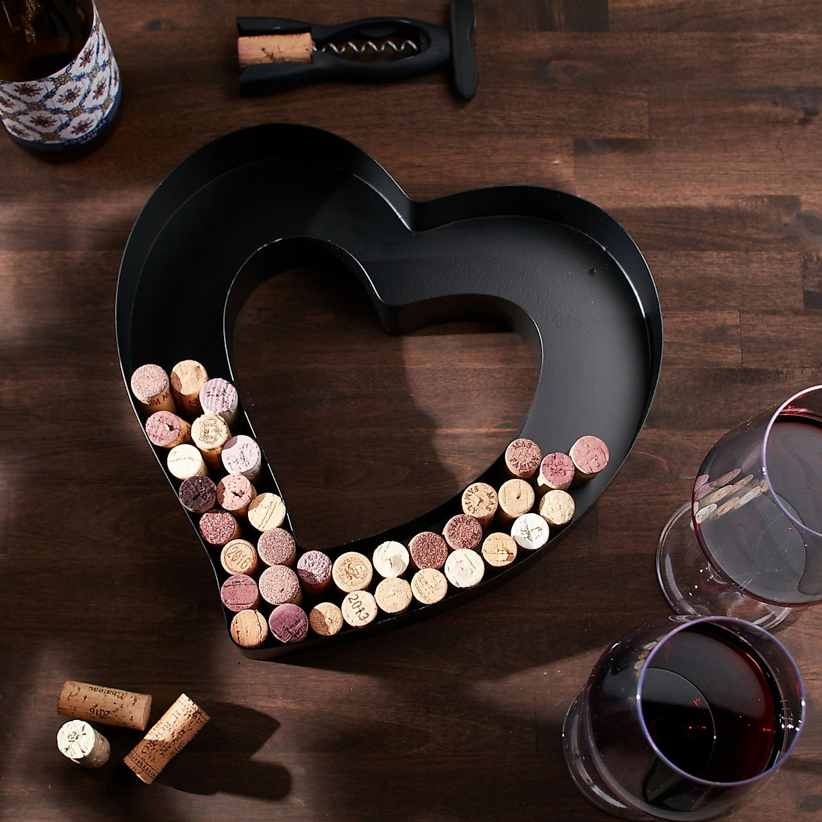 Decomil Wine Cork Holder (Heart) | Decorative Wine Cork Holder (Heart) | Wall Art Cork Holder Decor (Heart)
