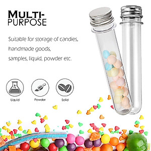 60Pack Plastic Test Tubes with Caps, 45ML Clear Bath Salt Tubes Gumball Candy Tubes, Tube Container Vials for Scientific Experiments, Party Favors, Decorate The House, Candy Storage