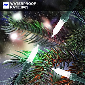 Green Convenience Christmas Lights 33ft 100 LED Battery String Lights with Timer Memory Function USB or Battery Powered Waterproof String Light for Indoor Outdoor Decoration (White)