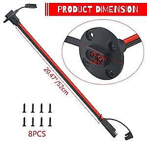 WMYCONGCONG 2 PCS SAE Power Socket Sidewall Port Connector 10AWG 23.62inch SAE Quick Disconnect Panel Mount Power Cable with Cap for Solar Generator Battery Charger