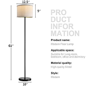 Oneach 61" Farmhouse Industrial Floor Lamp for Living Room Standing Floor Lamp Rustic Floor Lamps for Living Room Bedroom Tall Lamps with Rotary Switch for Bedroom with Natural Linen Lamp Shade