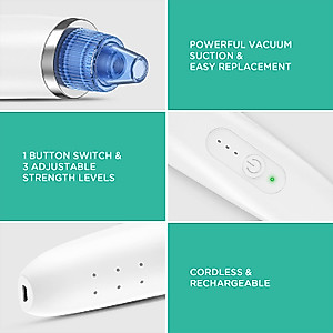 VOYOR Blackhead Remover Pore Vacuum - Electric Face Vacuum Pore Cleaner Acne White Heads Removal with 6 Suction Heads (BR410)