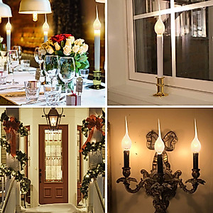 Konictom Silicone Dipped Candle Light Bulbs,Clear Silicone Decorative Light Replacement Bulbs 120 Volt 5 Watts,C7/E12 Candelabra Base for Christmas Chandelier Electric Window Candle,12 Pack