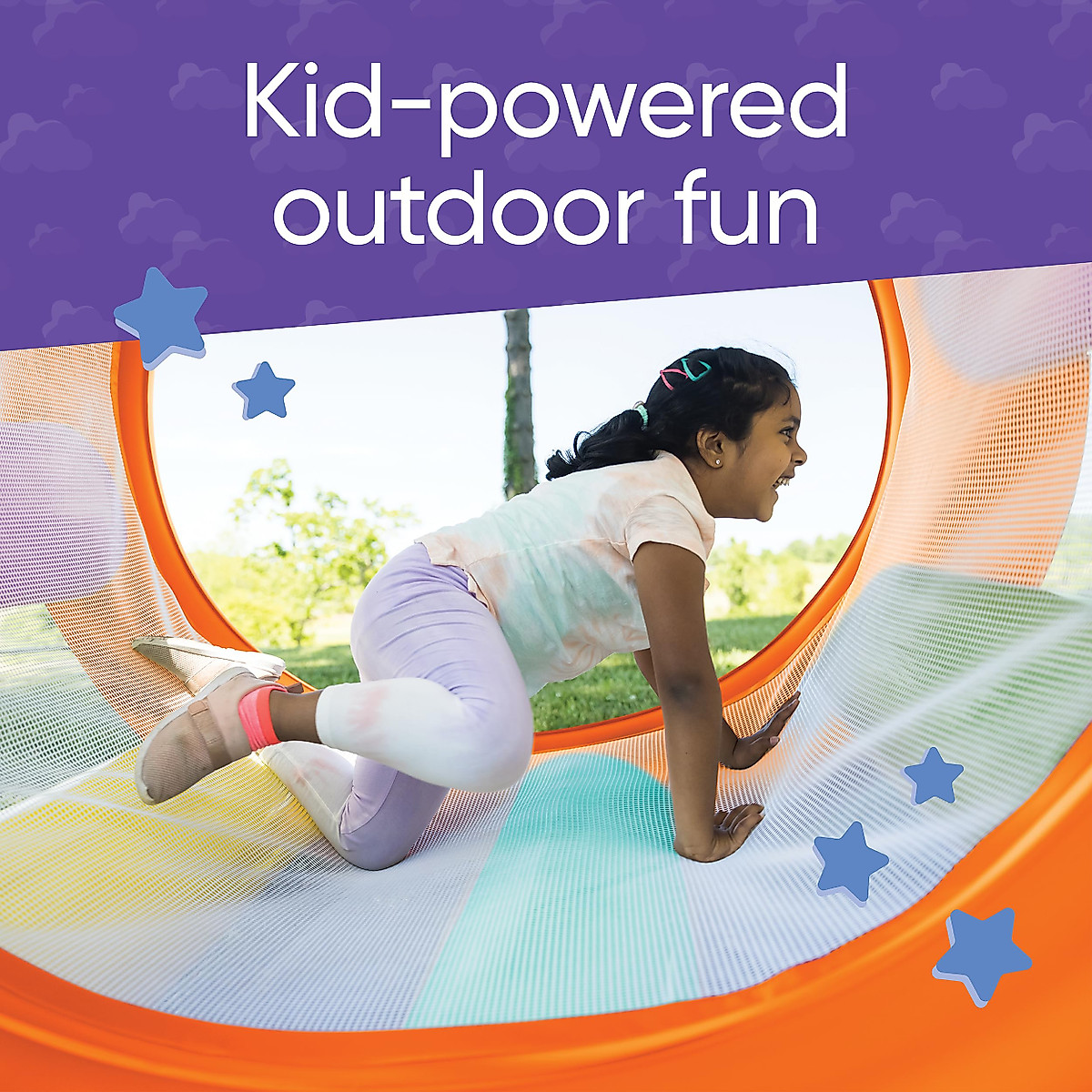 HearthSong Roll with It! 2.0 Giant Inflatable Rainbow Land Roller with Mesh Interior for Active Outdoor Play, 67" Outer Diam. x 45" Inner Diam., Holds up to 300 lbs.