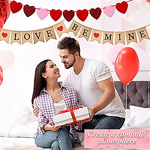 6 Pieces St. Patrick's Day Lucky Burlap Banner and Love Heart Banner Bunting Garland for Party Home Valentine's Day Anniversary Decoration