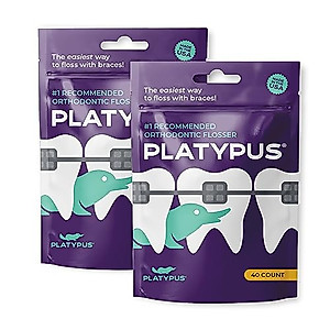 Platypus Orthodontic Flossers for Braces | Ortho Picks for Adults & Kids | Fits Under Arch Wire | Non-Damaging | Encourage Flossing Habits | Floss Teeth in Under Two Minutes (40 Count (Pack of 2))