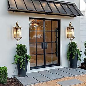 Milaii Outdoor Wall Light with Clear Glass Waterproof Exterior Light Fixtures Oil Rubbed Brass 18.5 inch Copper Wall Mount Lights for for Patio Garage Front Porch (Bulb not Included)