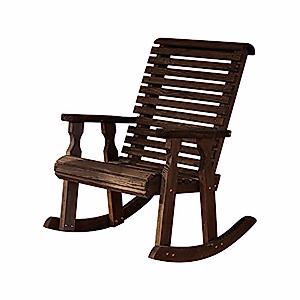 Amish Heavy Duty 600 Lb Roll Back Pressure Treated Rocking Chair (Dark Walnut Stain)