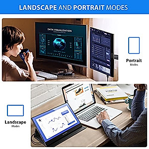 huyouming Portable Monitor - 13.3" 1080P FHD USB-C Laptop Monitor IPS HDMI Gaming Monitor - Narrow Bezel Travel Monitor with Smart Cover, Slim Computer Display External Monitor for Laptop Phone