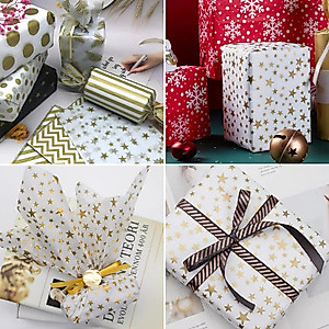 SHIPKEY 12 Pack White Gift Bags with Tissue Paper, 12.5x4.5x11 inches White Paper Bags with Ribbon Handles, Large Gift Bags