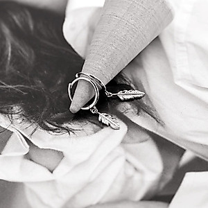 Huggie Small Sleeper Hoop Earrings for Women Girls Sterling Silver Cubic Zirconia with Charms Cute Drop Dangle Cuff Cartilage Helix Stud Dainty Multiple Jewelry (Silver Feather)