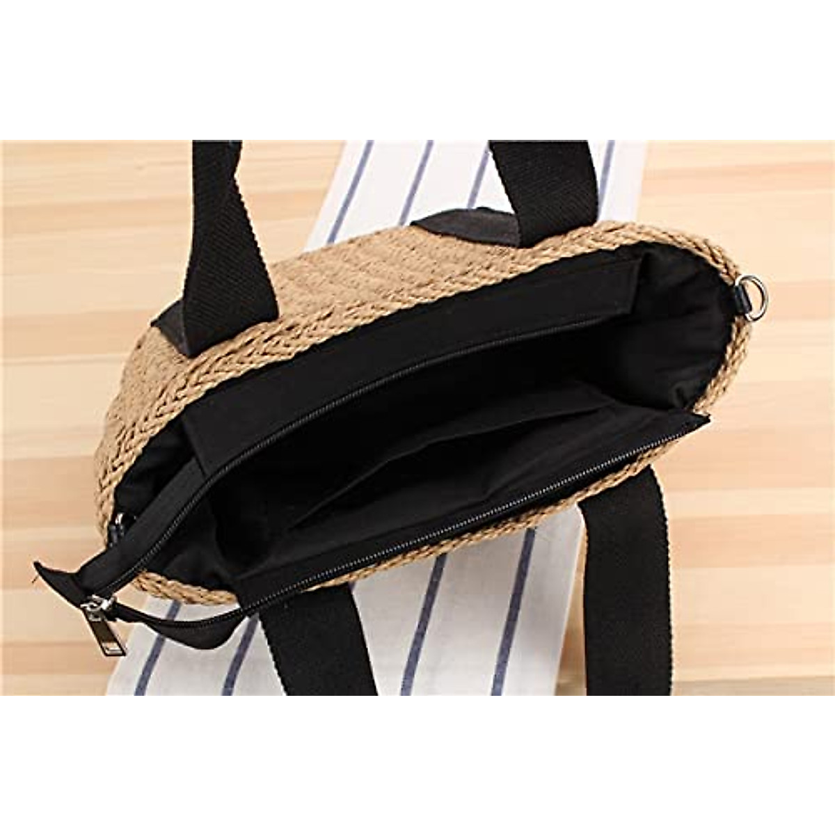 FAIRYSAN Women Straw Summer Beach Bag Handwoven Bag Crossbody Bag Shoulder Messenger Satchel Simple Leisure Bag Seaside Vacation Bag Square