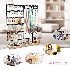 Jewelry Organizer Stand, Earring Holder Organizer with 108 Holes, Jewelry Stand with Bracelet Holder, Jewelry Holder that Can Store Necklaces Rings Earrings Watches Bracelets, Suitable Gifts for Women