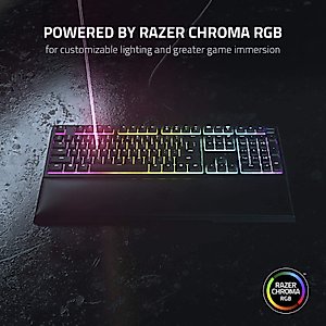 Razer Ornata V2 Gaming Keyboard: Hybrid Mechanical Key Switches - Customizable Chroma RGB Lighting - Individually Backlit Keys - Detachable Plush Wrist Rest - Programmable Macros (Renewed)