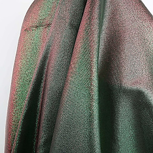 Two Tone Iridescent Fabric Metallic Thread Color Changing for Sewing Costume Gown (Green Red Blending) 50 Inches Wide, 4 Yards