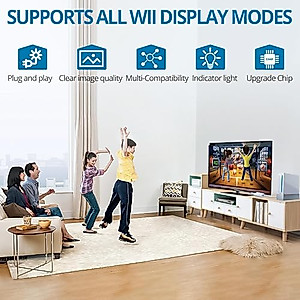 AUTOUTLET Wii to HDMI Converter 1080P with 6ft High Speed HDMI Cable Wii2 HDMI Adapter with Blue Indicator, Output Video&Audio with 3.5mm Jack Audio Compatible with Full HD Devices