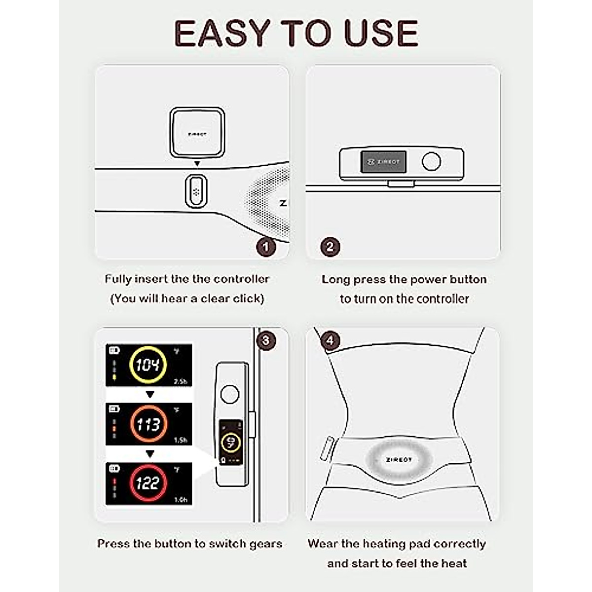 Cordless Heating Pad for Back Pain Relief-Portable Heating Pads for Cramps-Heated Back Wrap with Strap for Lower Back Pain Waist Lumbar Abdomen Arm and Leg (Large) Grey