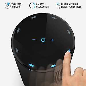 Vornado ATOM 1S Compact Oscillating Tower Fan with Removable Stand, 40" tall, 4 Speeds , Black